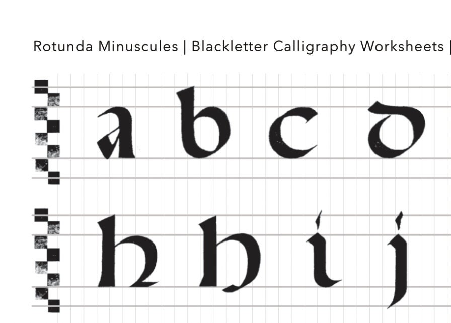 Blackletter ROTUNDA Calligraphy Worksheets - Learn Gothic Calligraphy ...