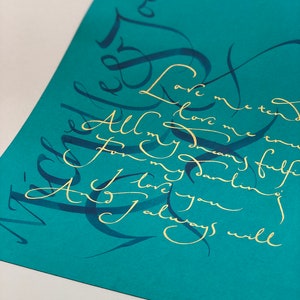 Personalised Calligraphy Lyrics Cute Gift | FULLY CUSTOM | Handwritten ...