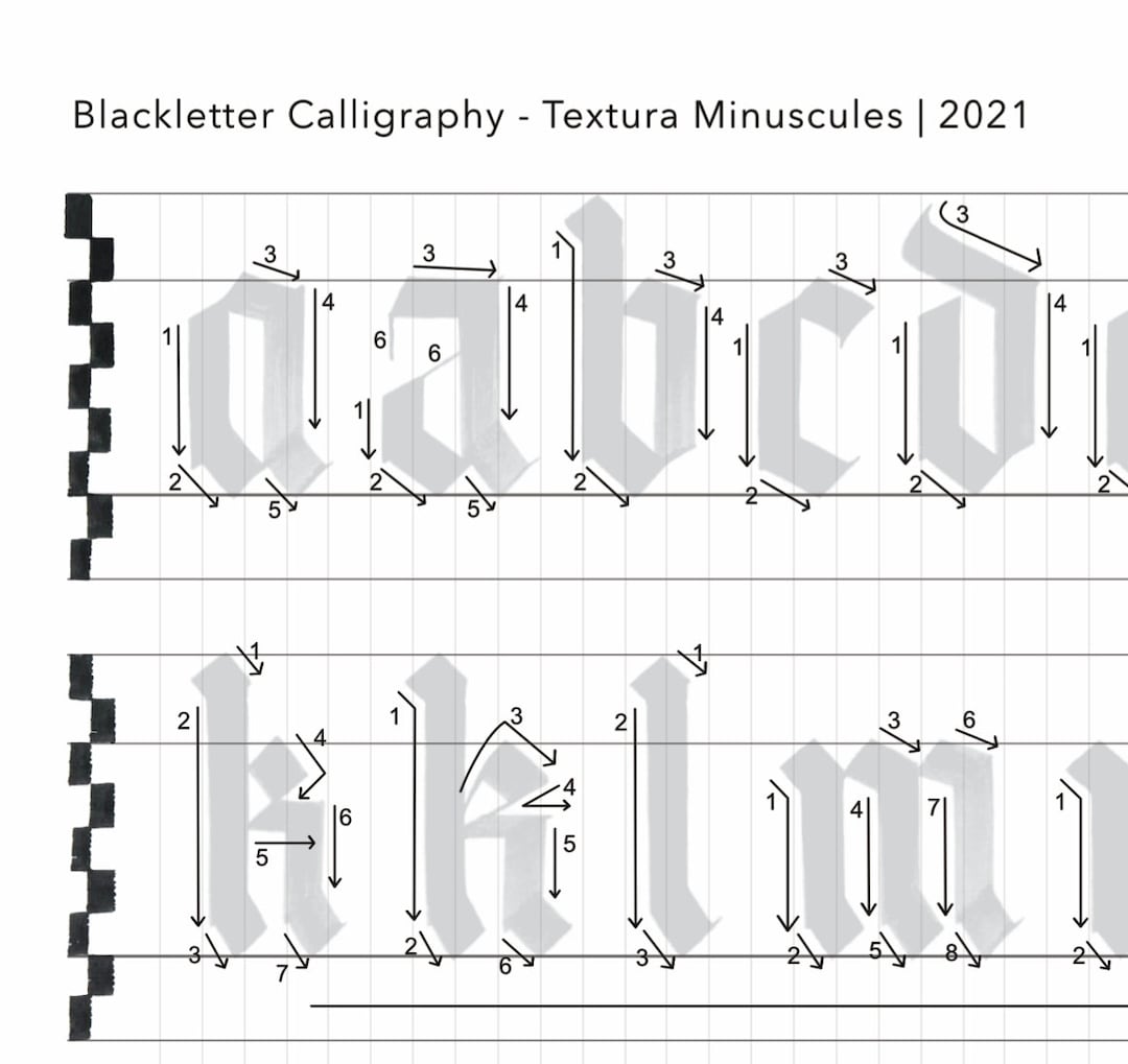 Blackletter Textura Calligraphy Worksheets Lowercase Textura - Etsy España
