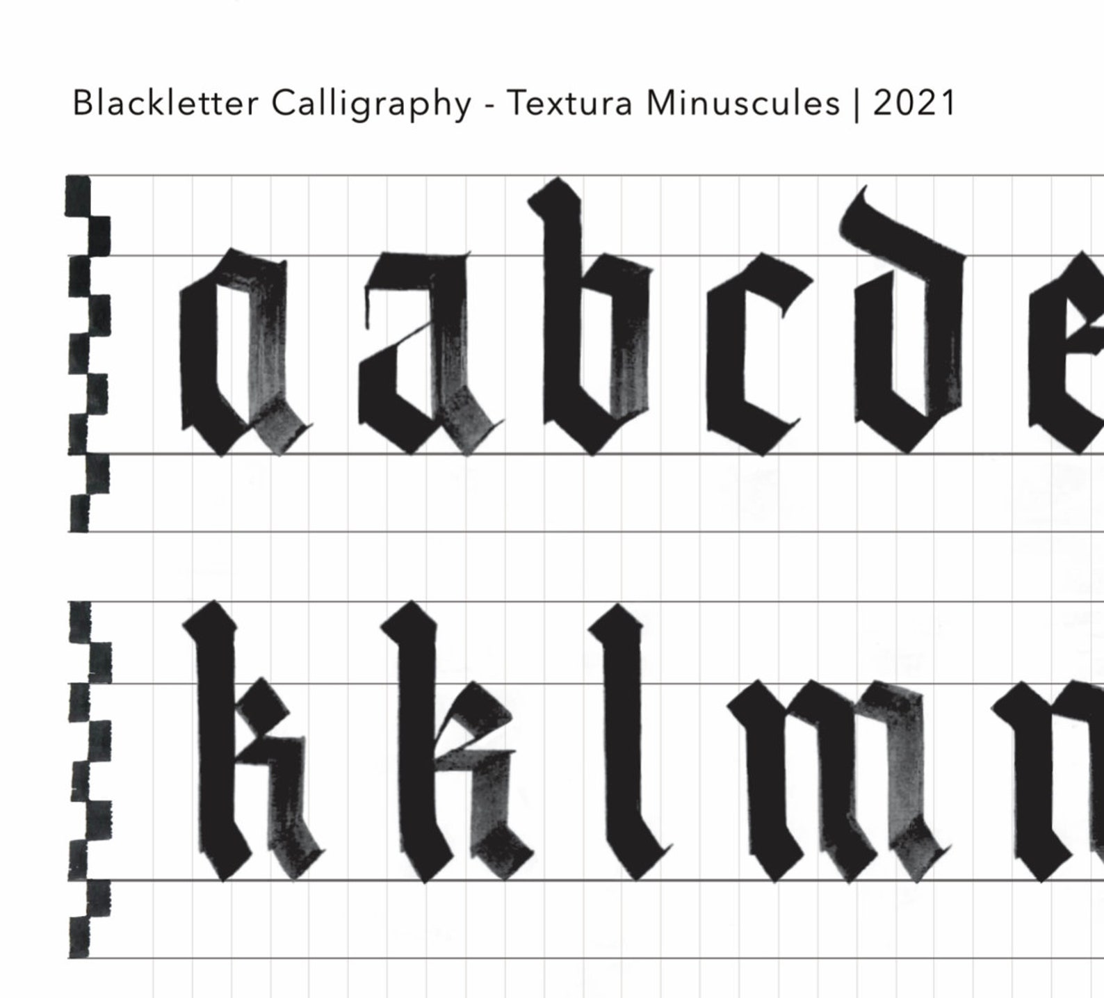 Blackletter Calligraphy Worksheets: Textura Gothic Lowercase (digital ...