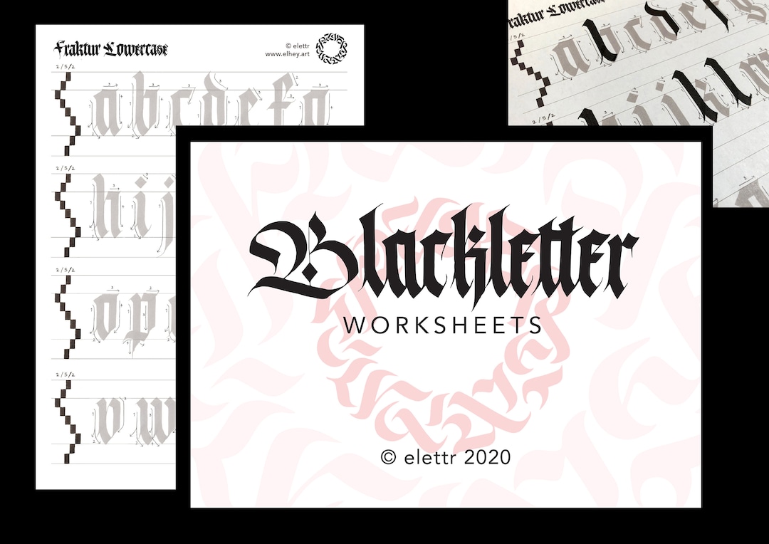 Blackletter Fraktur Calligraphy Worksheets, Lowercase Fraktur Learn ...