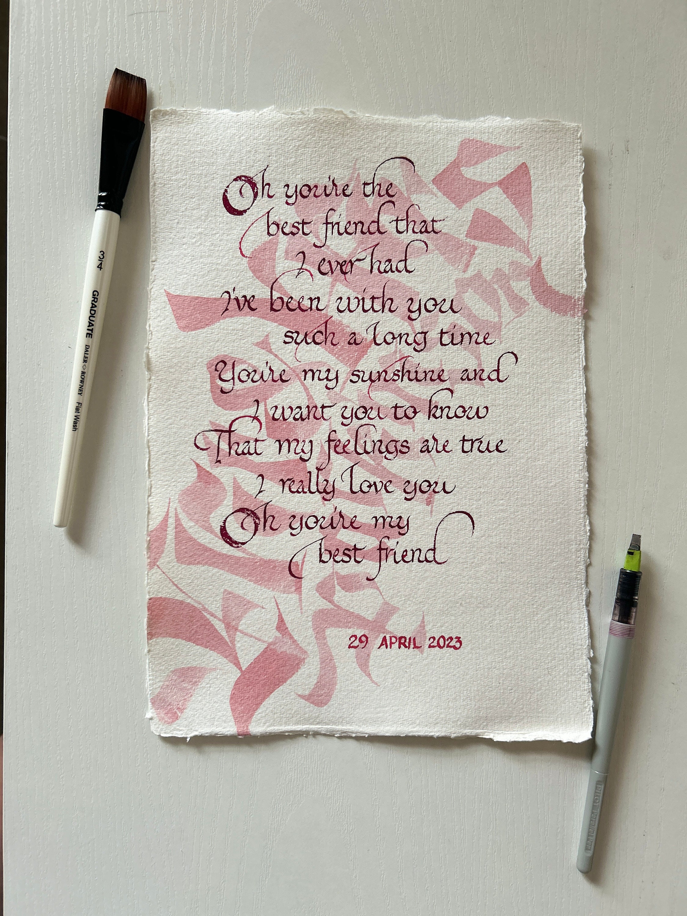 Personalised Calligraphy Lyrics Cute Gift | FULLY CUSTOM | Handwritten ...