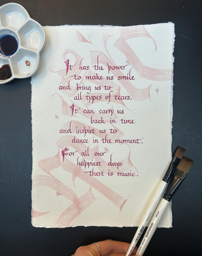 Custom Calligraphy Lyrics Print: Handwritten Song on Khadi Paper - Etsy
