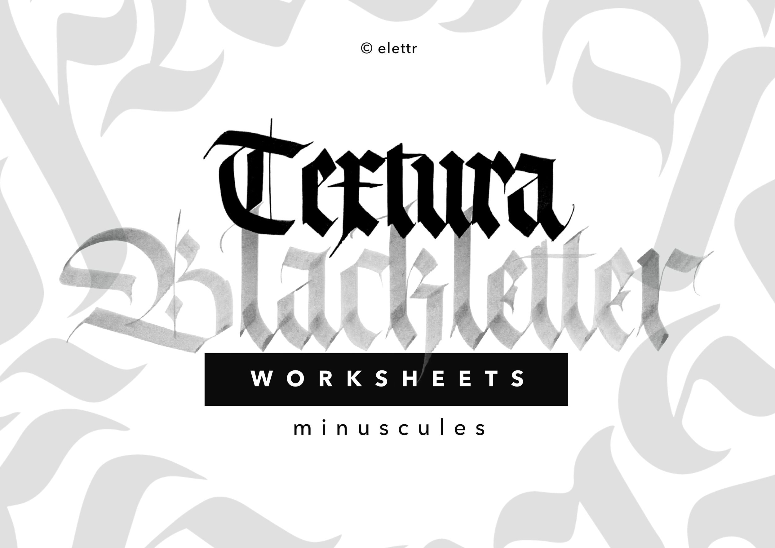 Blackletter Textura Calligraphy Worksheets, Lowercase Textura - Learn ...