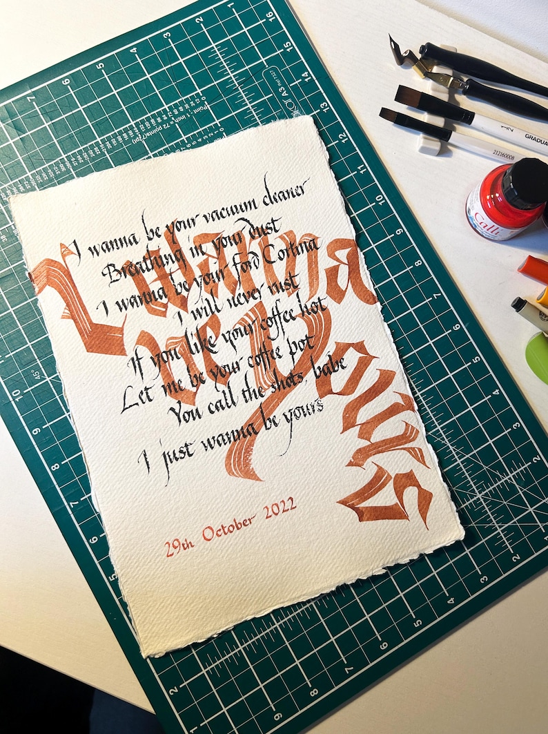 Personalised Calligraphy Lyrics Cute Gift | FULLY CUSTOM | Handwritten ...