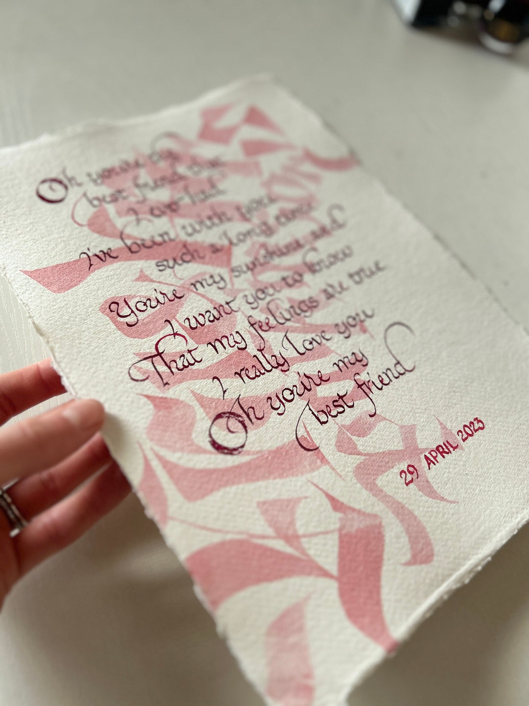 Custom Calligraphy Lyrics Print: Handwritten Song on Khadi Paper - Etsy