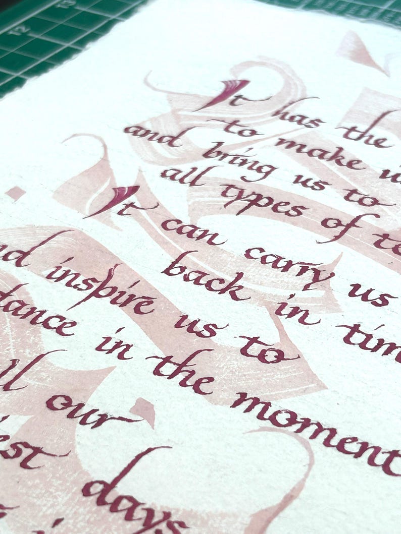Custom Calligraphy Lyrics Print: Handwritten Song on Khadi Paper - Etsy