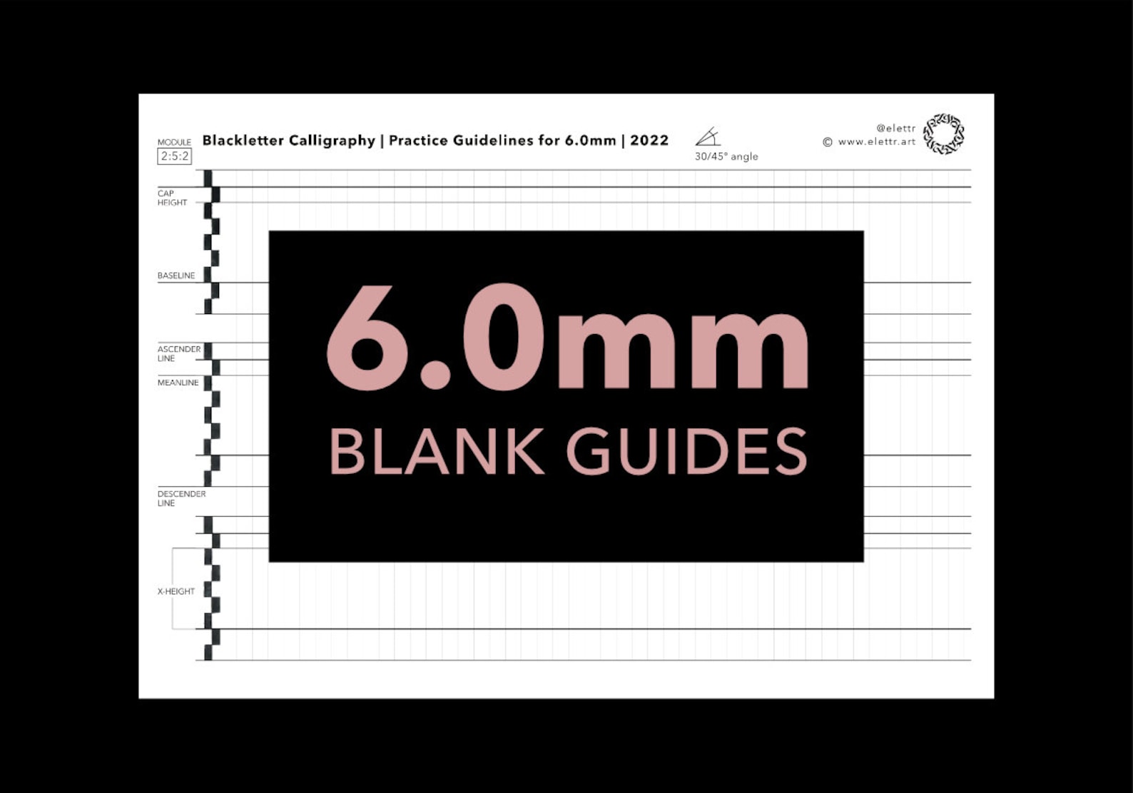 Blackletter Calligraphy Practice Sheet: 6.0mm Nib Guide (PDF Download ...