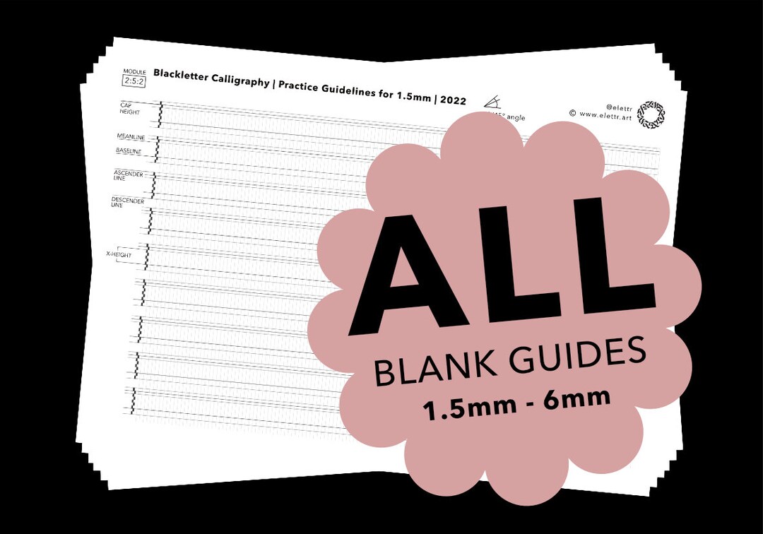 BLANK GUIDELINES for Pilot Parallel Pen 1.5mm 2.4mm 3mm 3.8mm 4.5mm 6mm ...