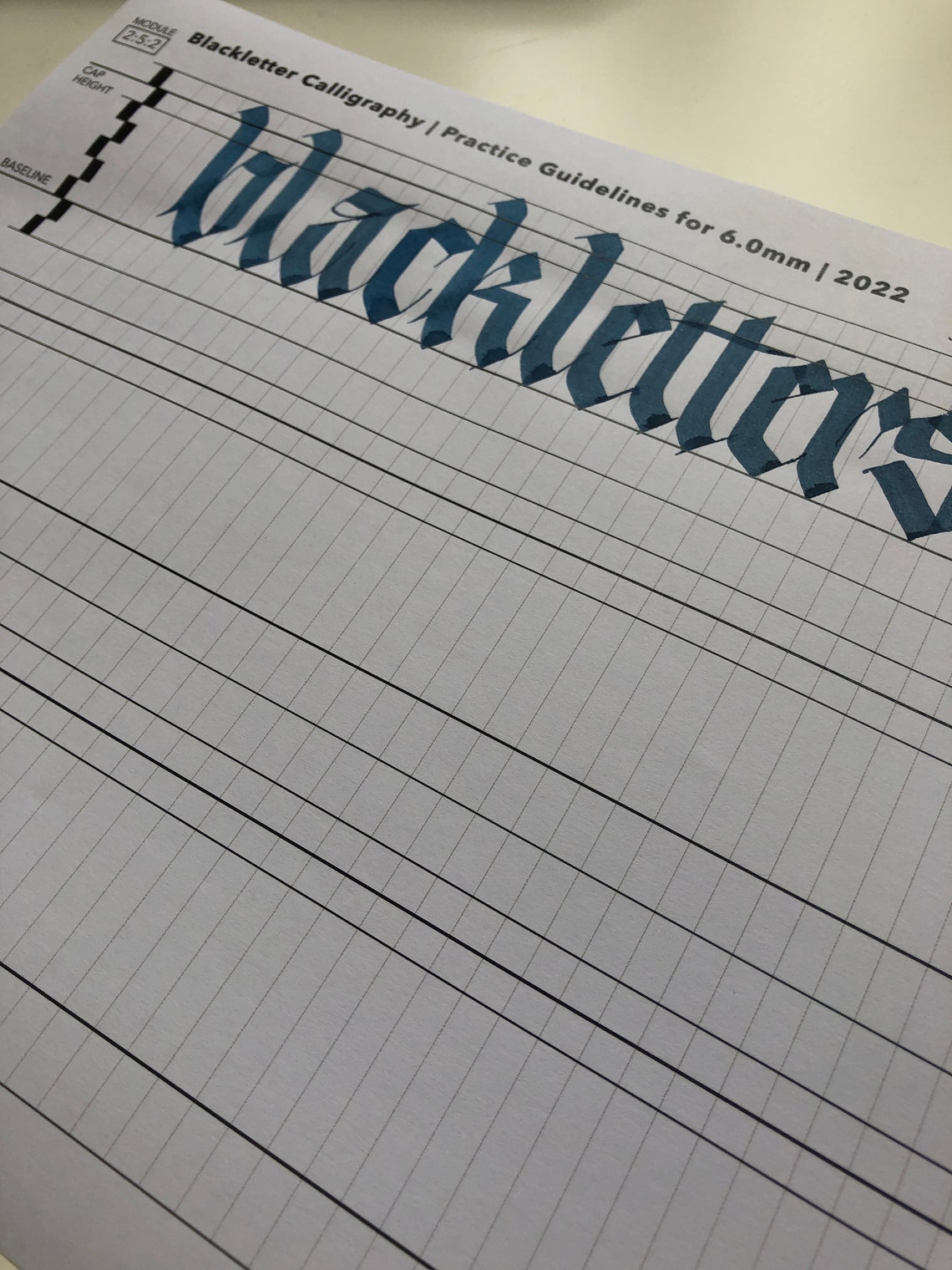 Blackletter Calligraphy Practice Sheet: 6.0mm Nib Guide (PDF Download ...