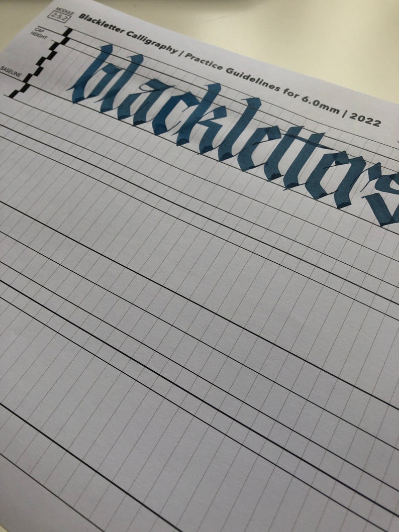 Blackletter Calligraphy Practice Sheet: 6.0mm Nib Guide (PDF Download ...