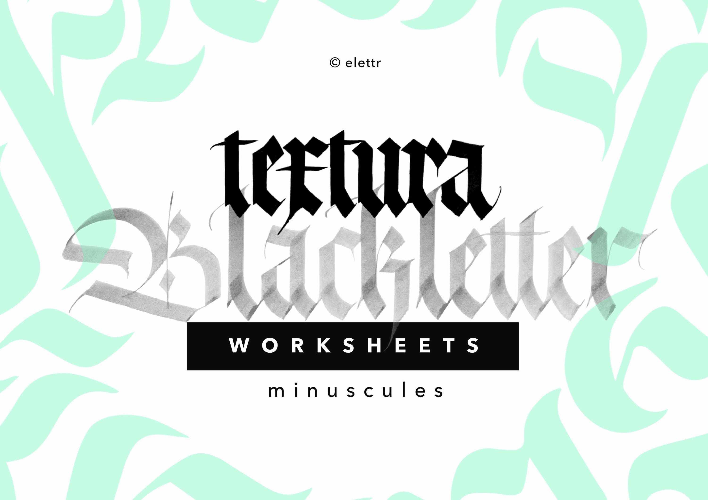 Blackletter Calligraphy Worksheets: Textura Gothic Lowercase (digital ...