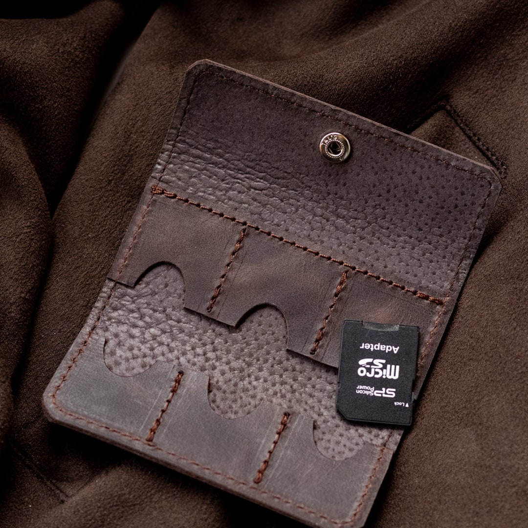 Leather SD Memory Card Holder Case With 6 Slots in Vintage - Etsy