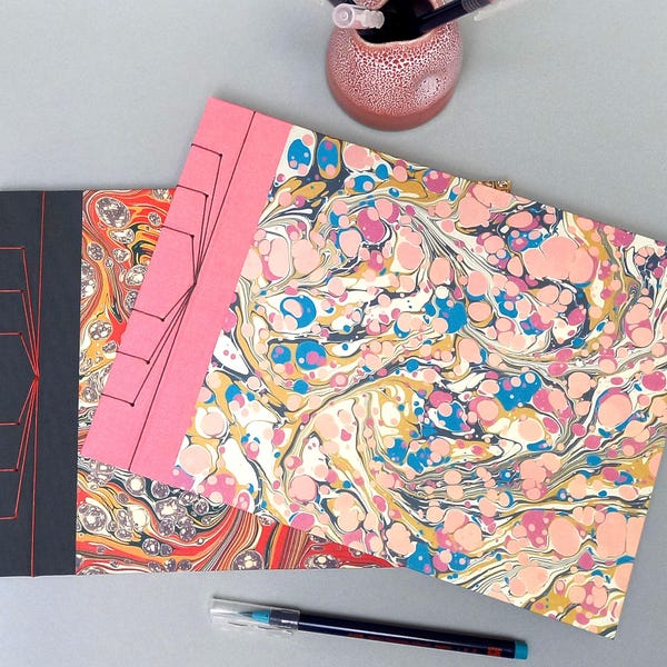 Marbled Book - Etsy