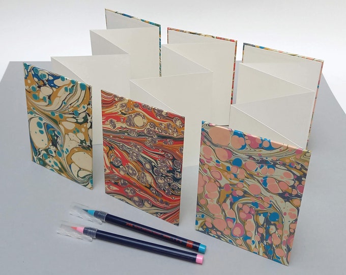 Pocket Sketchbook, A6 Concertina Sketch Book, Marbled Paper, Mini Album ...