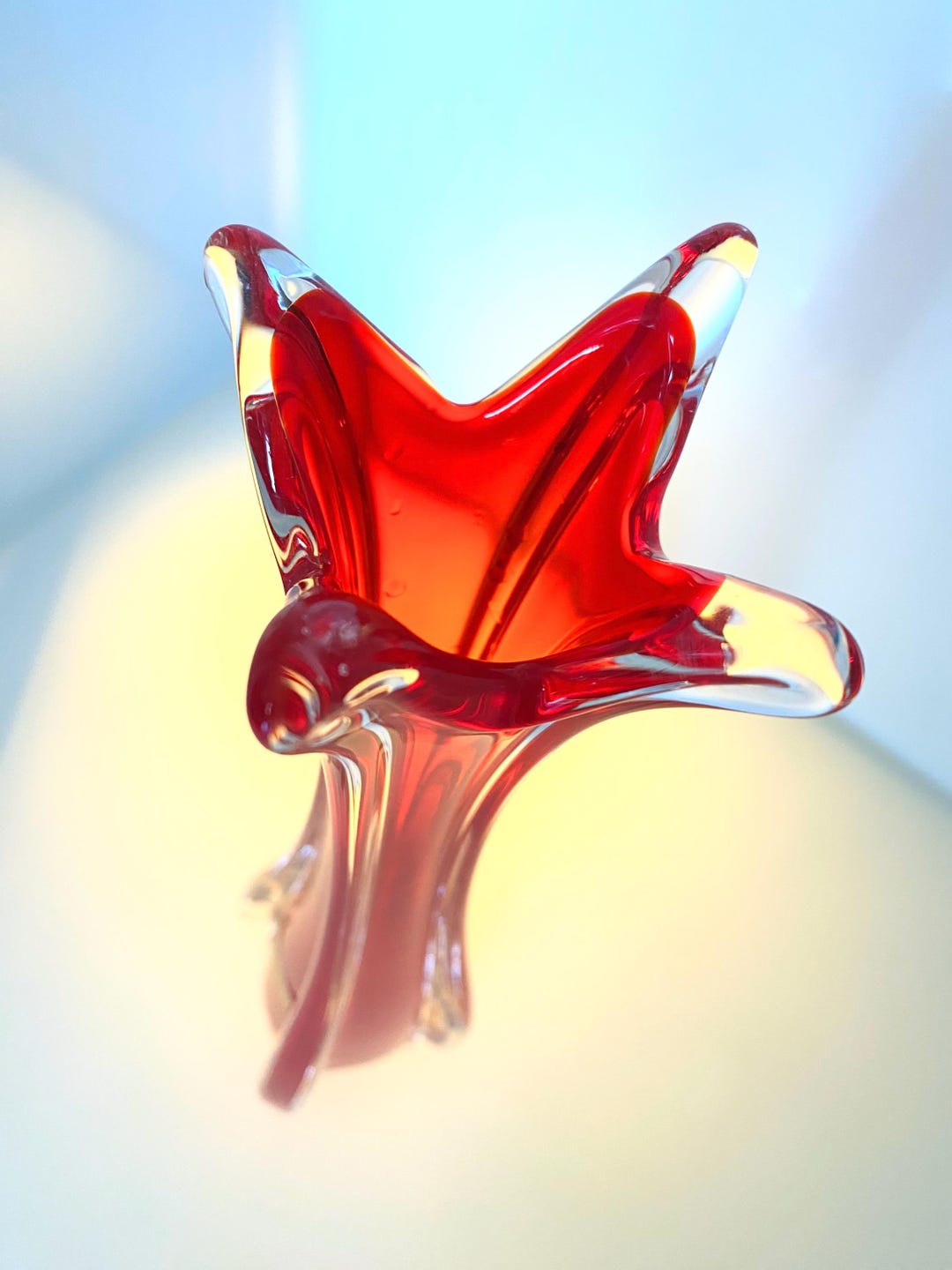 MURANO Vase (italy) Red Transparent Glass 60s 70s - Etsy