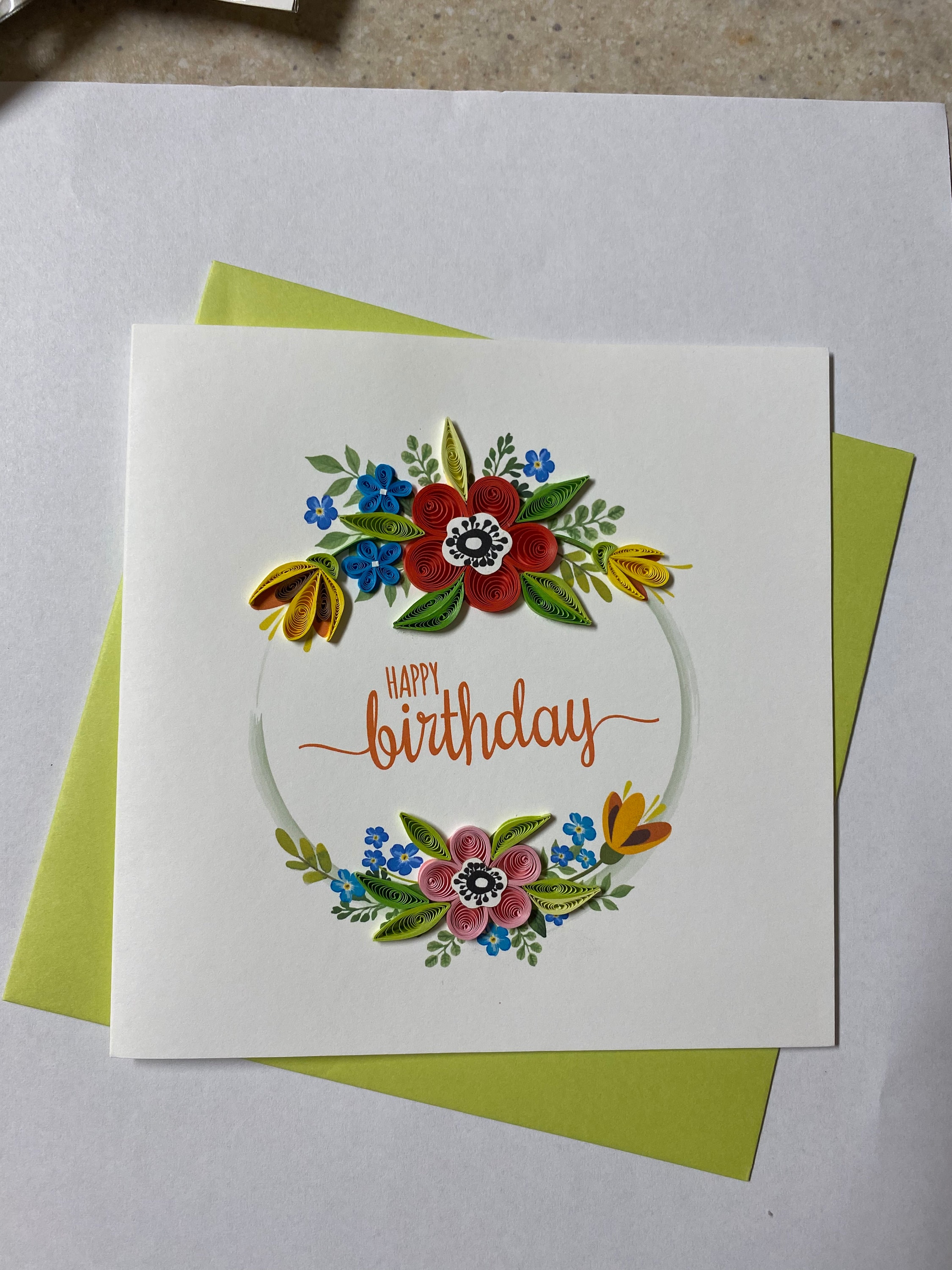 Happy Birthday Quill Card Quilling Greeting Card, Handmade Greeting ...