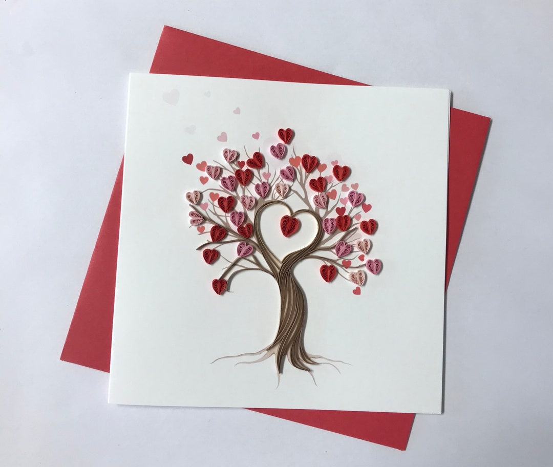 Love Hearts Quilling Greeting Card, Handmade Greeting Card, Quilling ...