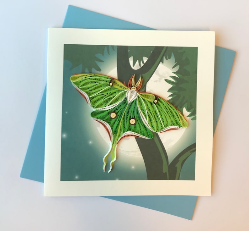 Luna Moth Card, Quilling Greeting Card, Handmade Greeting Card ...