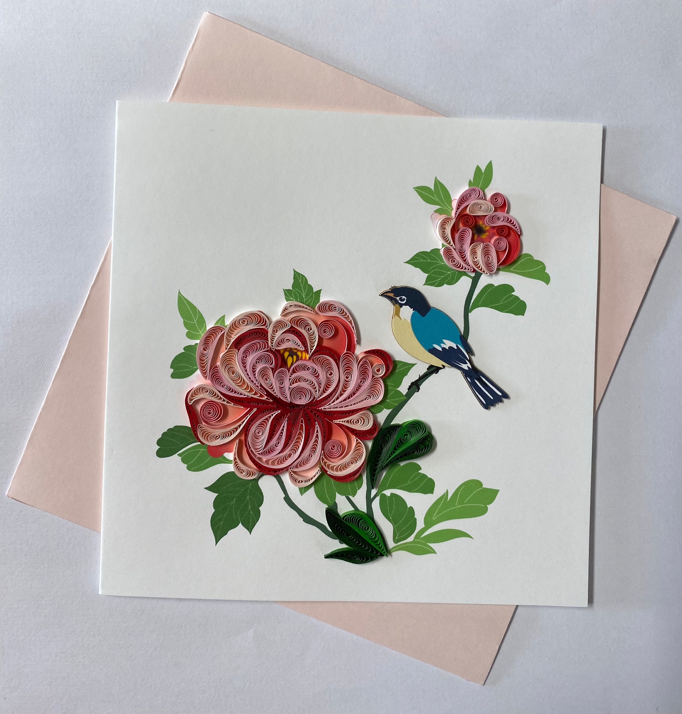Bird and Flower Card, Quilling Greeting Card, Handmade Greeting Card ...