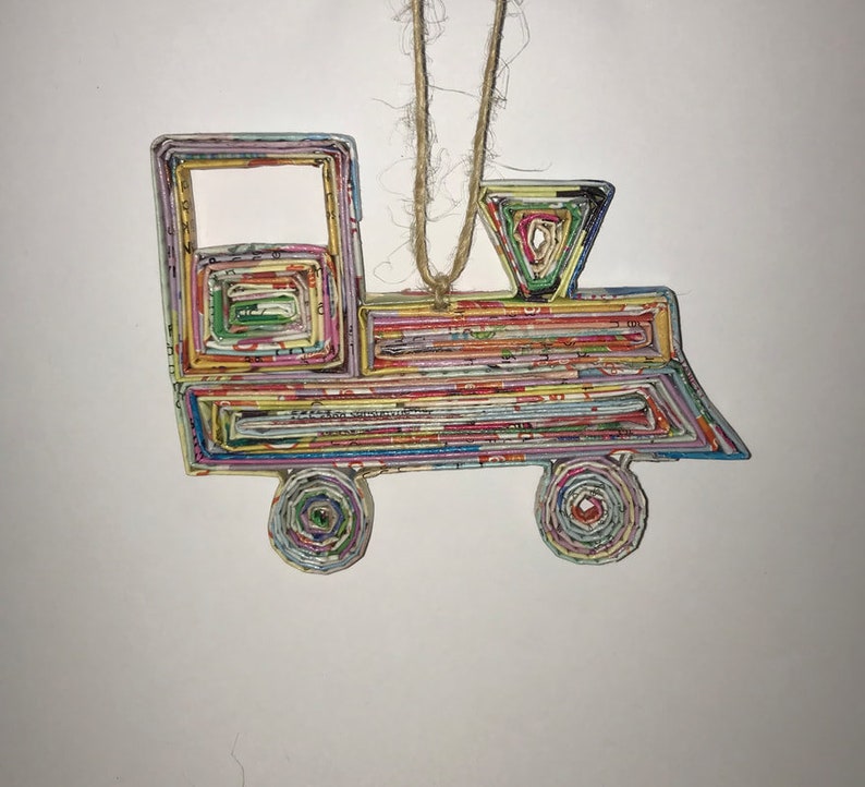 Eco-art Train Ornament, Eco-art, Recycled, Quilled Paper, Christmas ...