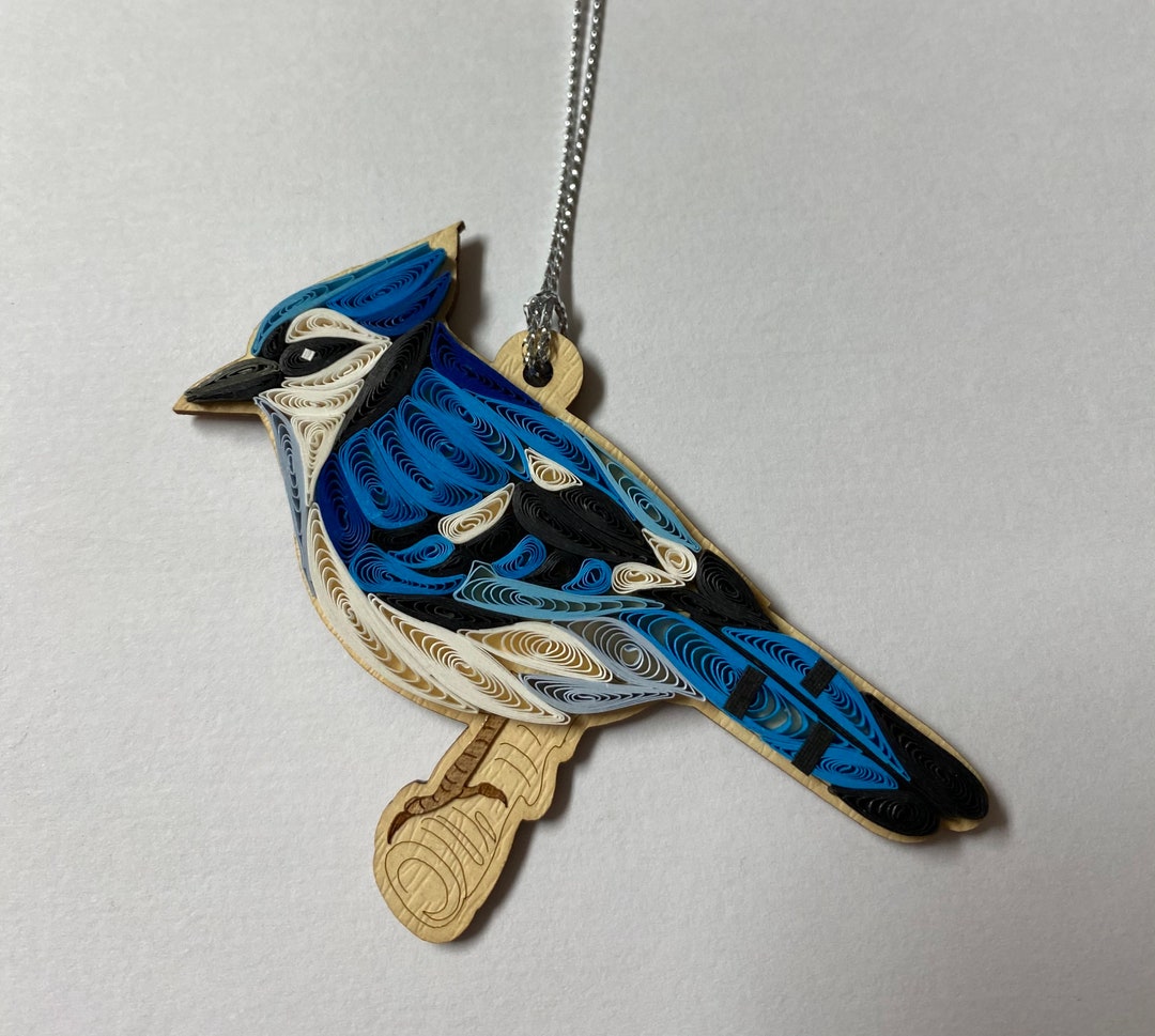 Blue Jay Ornament, Bird Lovers Ornament, Handmade Ornament, Quilling ...