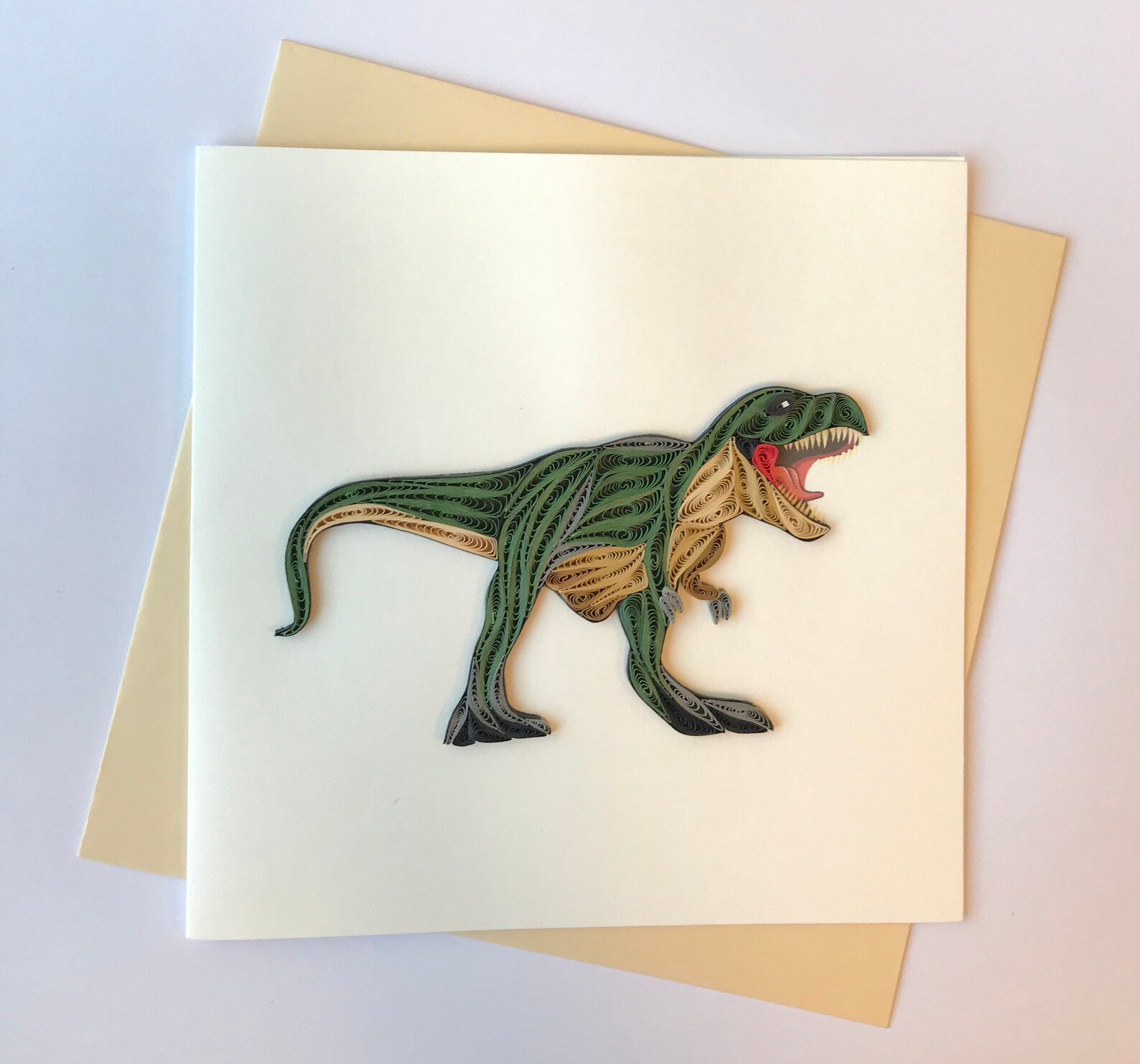 Dino Card, Quilling Greeting Card, Handmade Greeting Card, Quilling ...