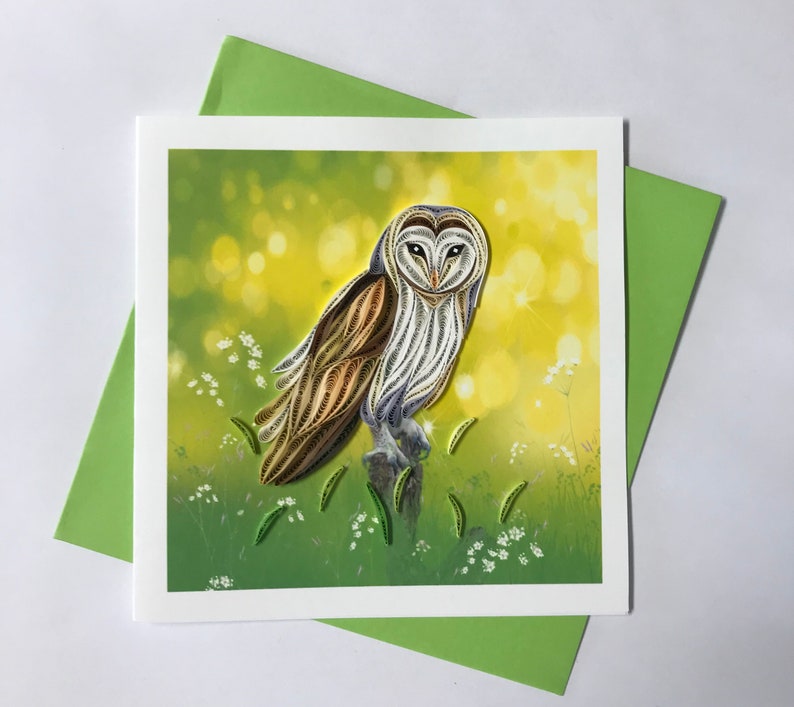 Barn Owl Quilling Greeting Card, Handmade Greeting Card, Quilling Cards ...