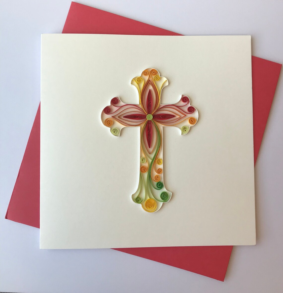 Cross Card, Quilling Greeting Card, Handmade Greeting Card, Quilling ...