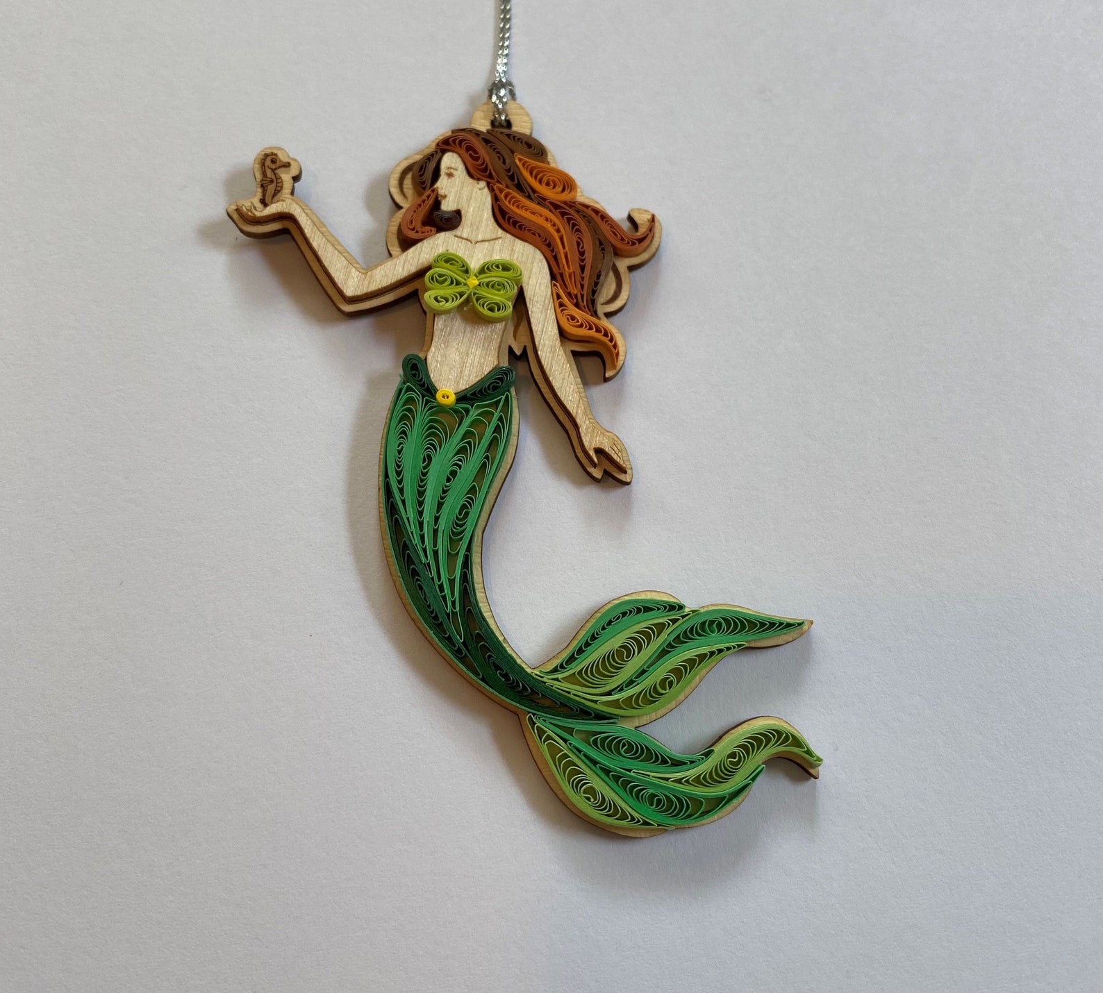 Mermaid Ornament, Handmade Ornament, Quilling, Quilled Ornament ...