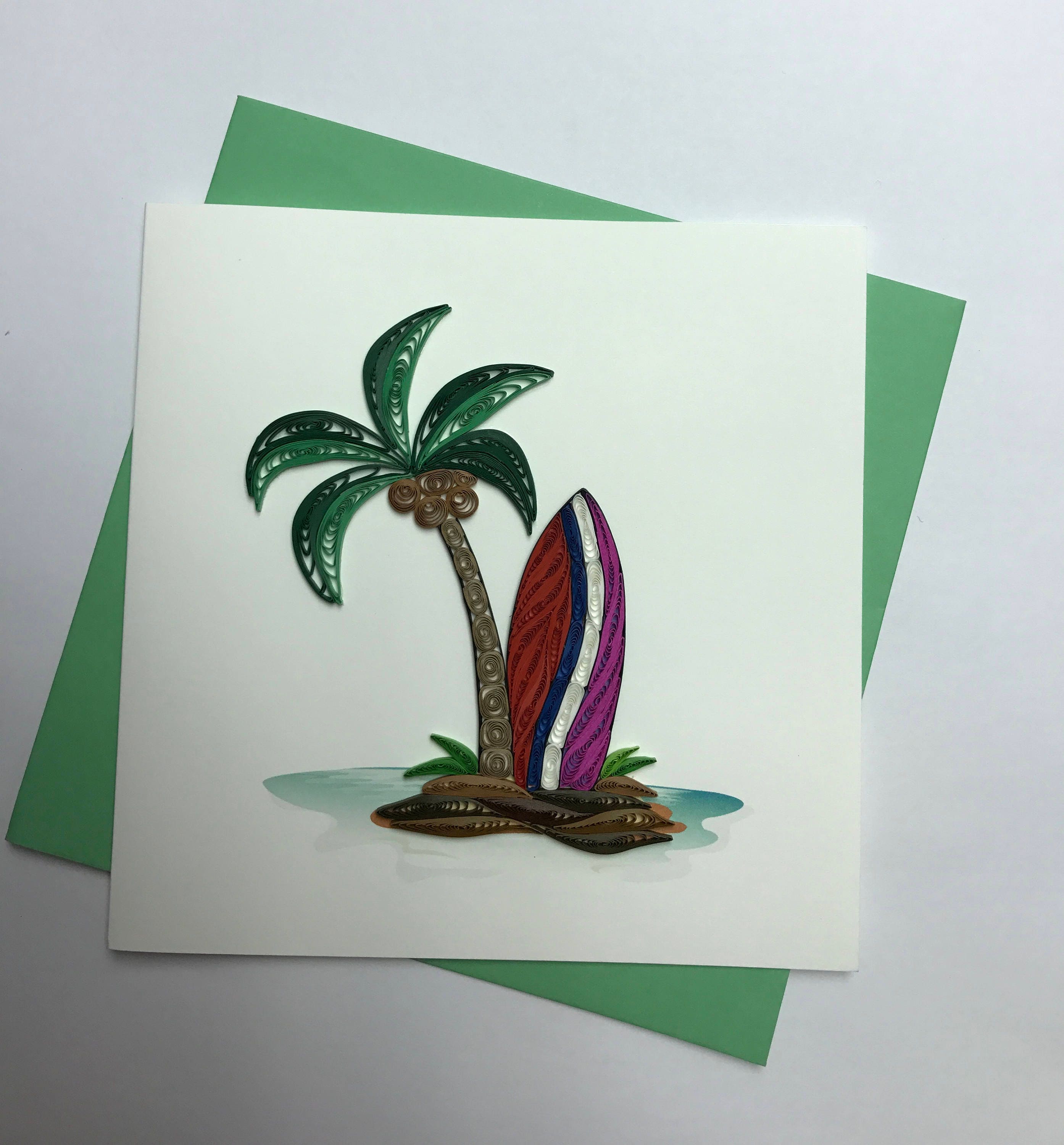 Surf Board Quilling Greeting Card - Etsy