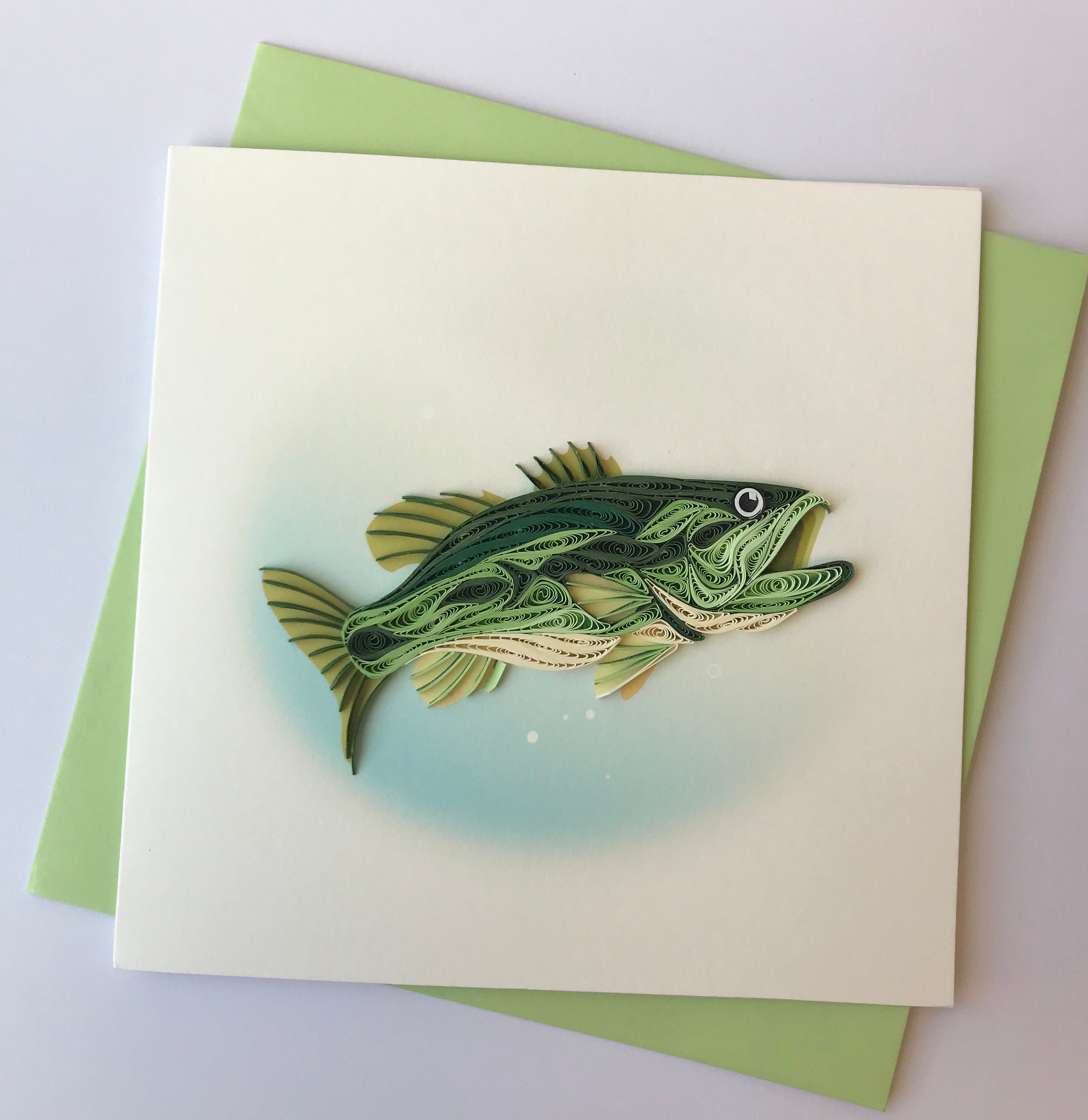 Bass Fish Card Quilling Greeting Card handmade greeting | Etsy