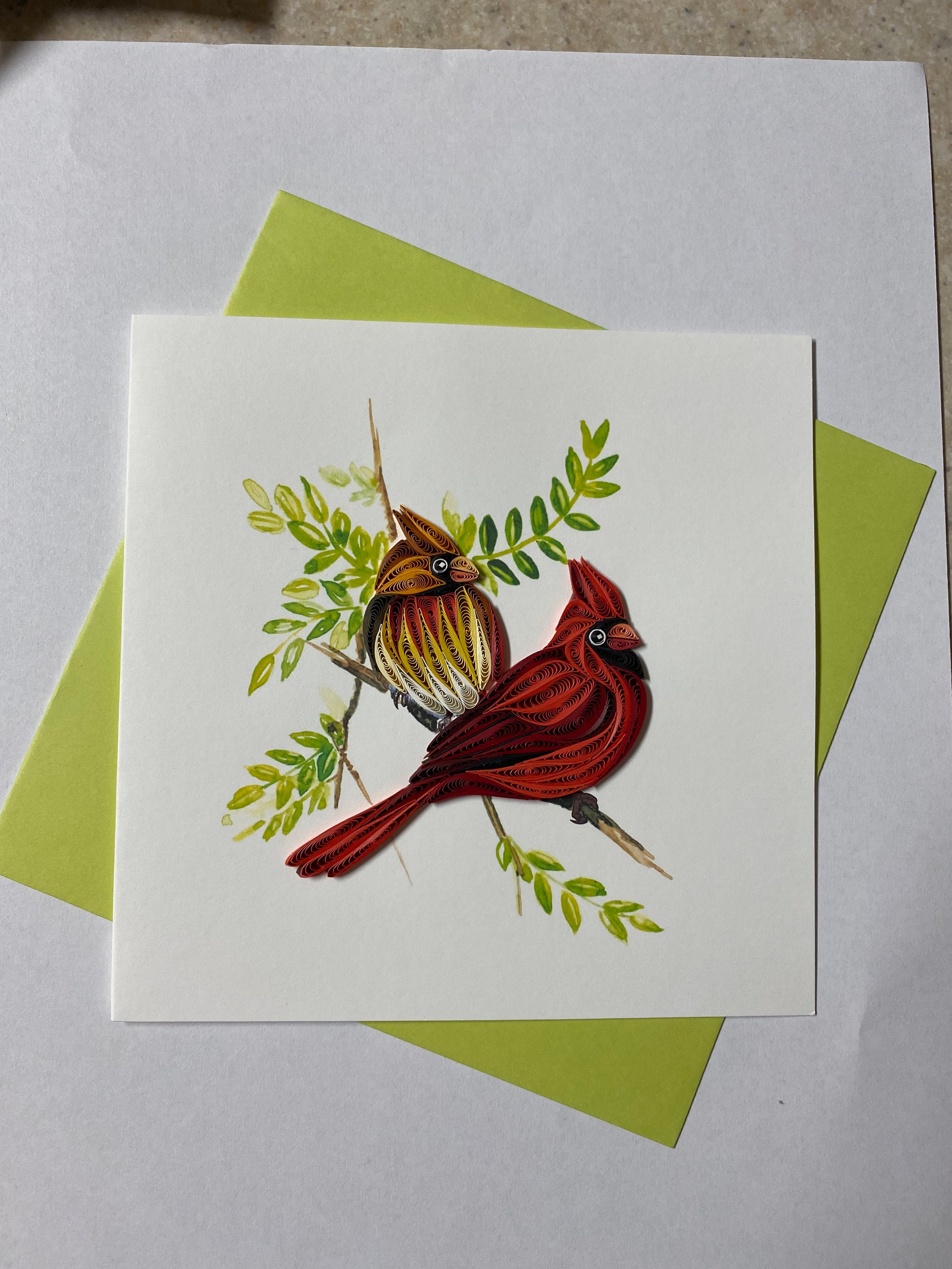 Cardinal Quill Card, Quilling Card, Handmade Greeting Card, Quilling ...