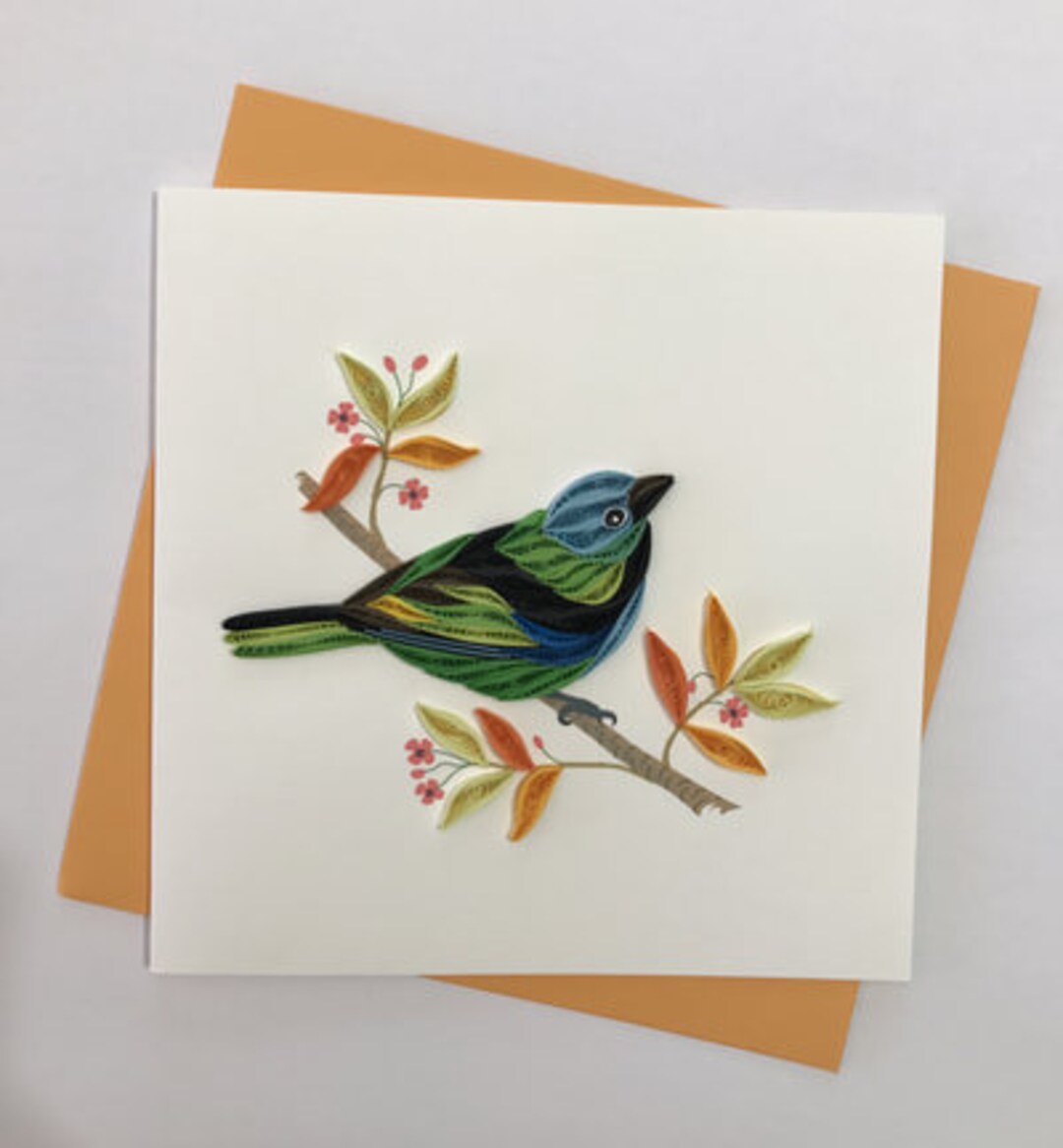 Tanager Quilling Greeting Card, Handmade Greeting Card, Quilling Cards ...