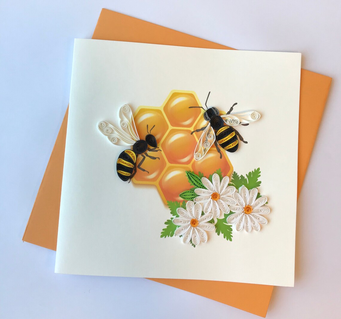 Bee's Card, Quilling Greeting Card, Handmade Greeting Card, Quilling ...