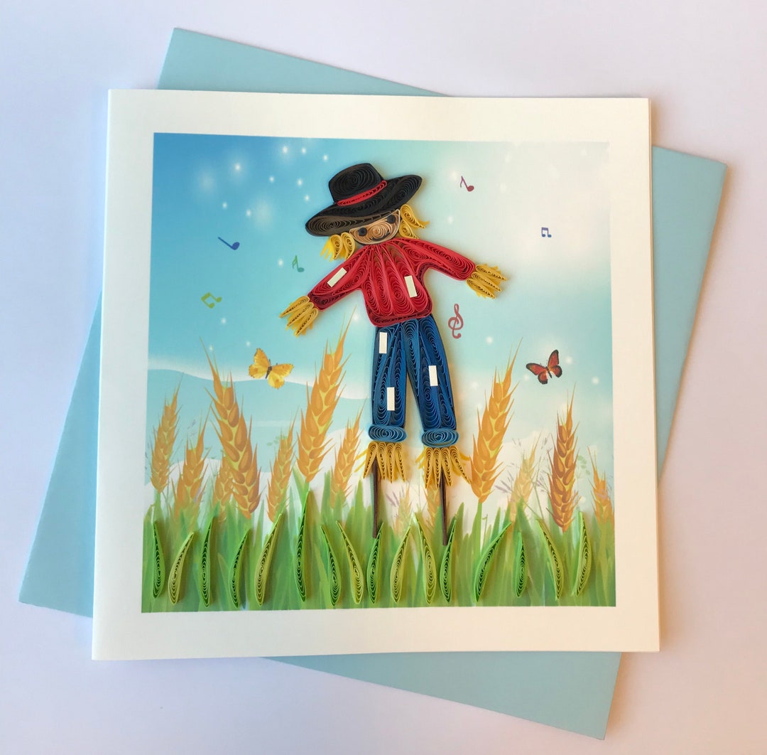 Scarecrow Card, Quilling Greeting Card, Handmade Greeting Card ...