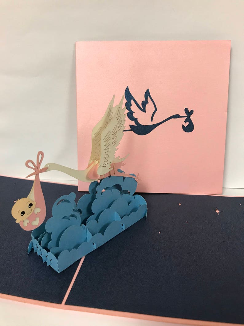 Baby Girl Card, New Baby Card, 3-d Pop up Card, Popup Card, 3d Popup ...
