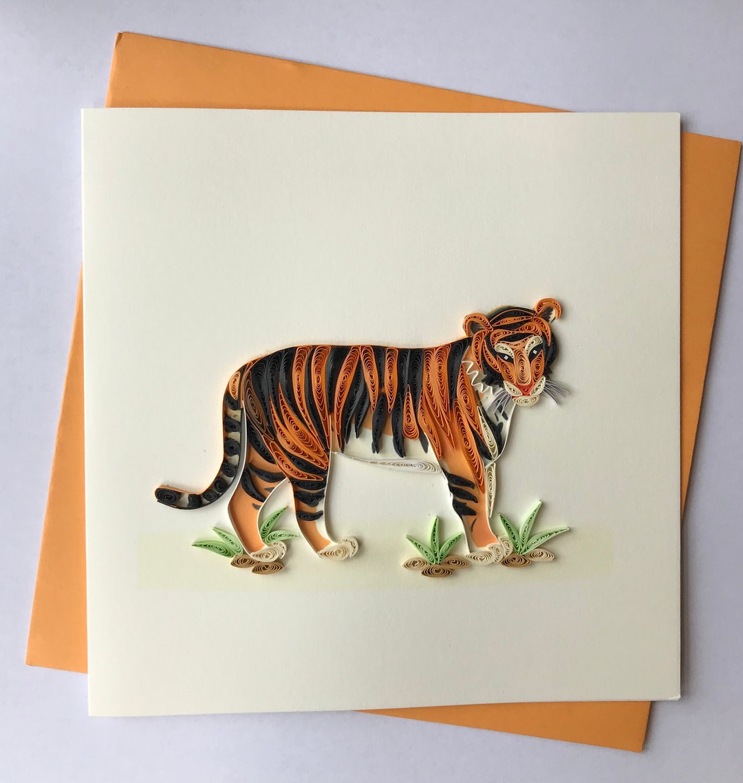 Tiger Greeting Card, Quilling Greeting Card, Handmade Greeting Card ...