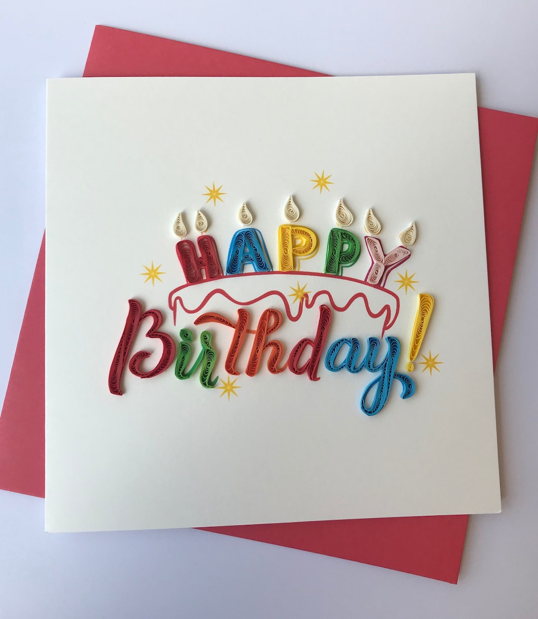 Happy Birthday Quilling Greeting Card, Handmade Greeting Card, Quilling ...