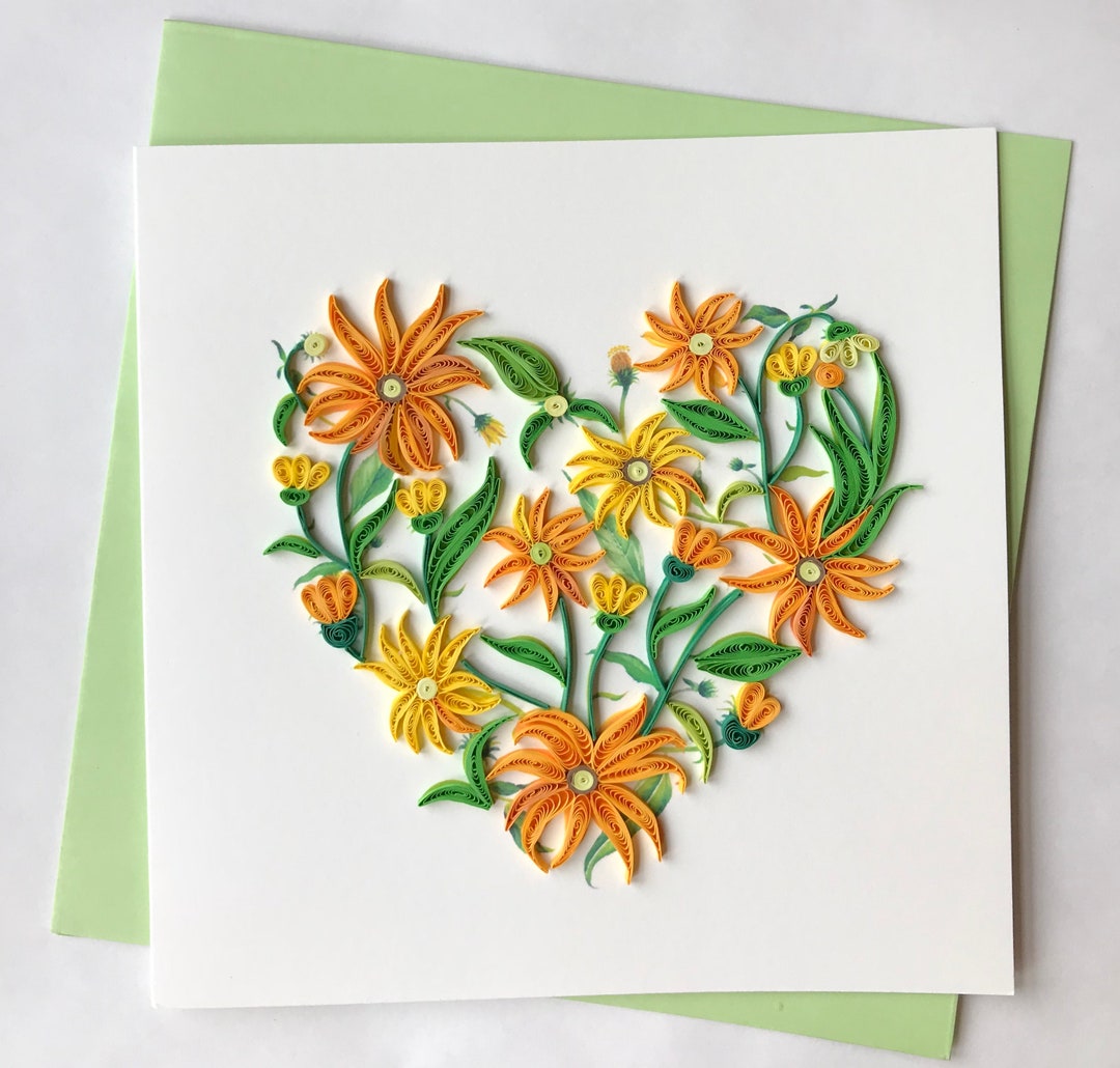 Heart Quilled Card, Quilling Greeting Card, Handmade Greeting Card ...