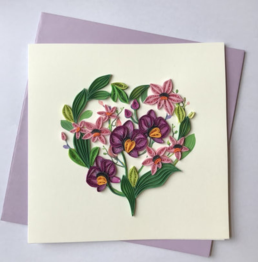 Flower Card, Quilling Greeting Card, Handmade Greeting Card, Quilling ...