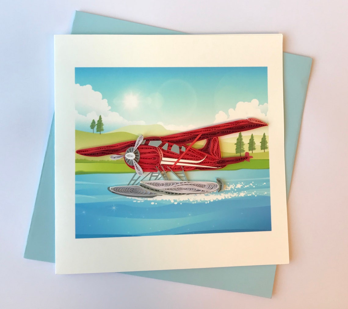 Airplane Card, Quilling Greeting Card, Handmade Greeting Card, Quilling ...