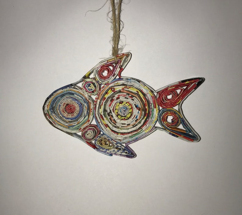 Fish Ornament, Eco-art, Recycled, Quilled Paper, Christmas Decor ...