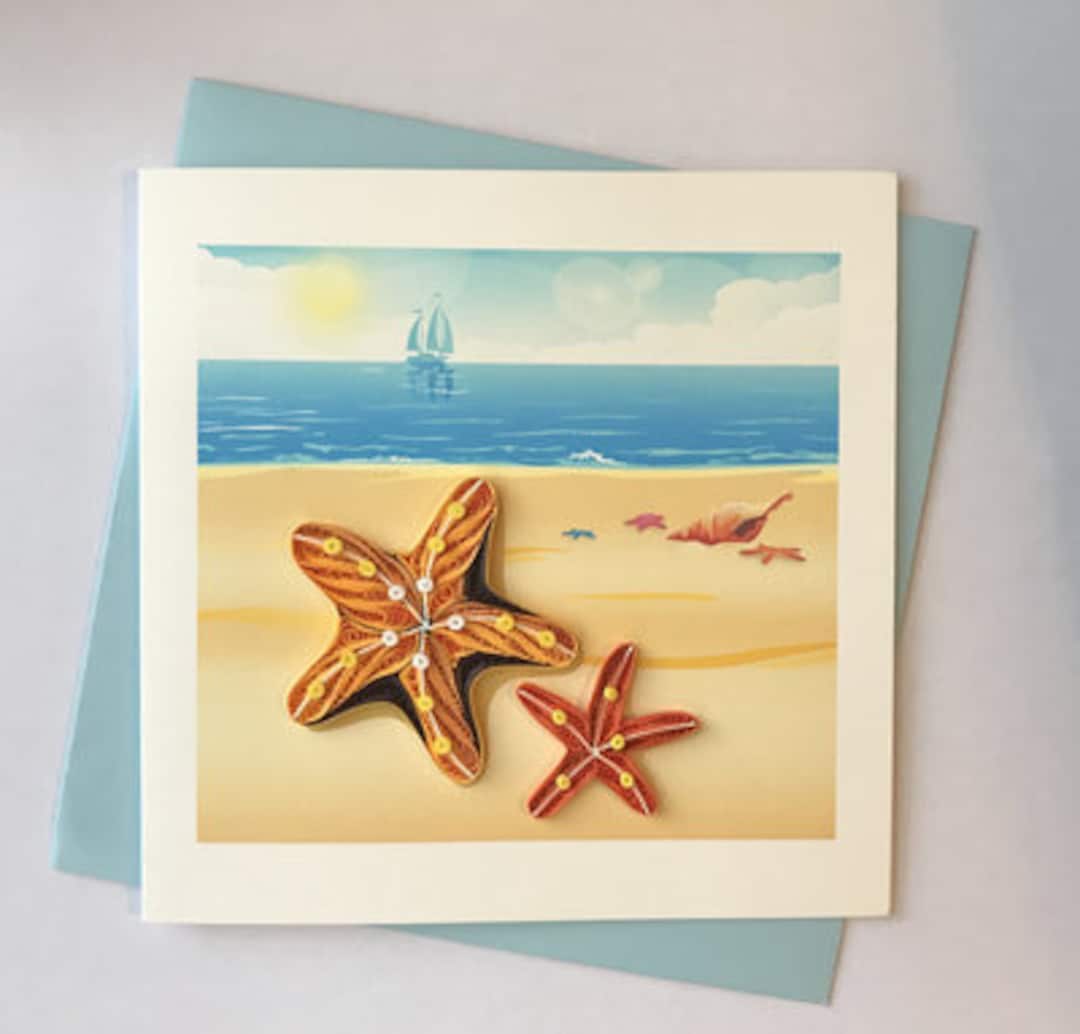 Starfish Card, Quilling Greeting Card, Handmade Greeting Card, Quilling ...