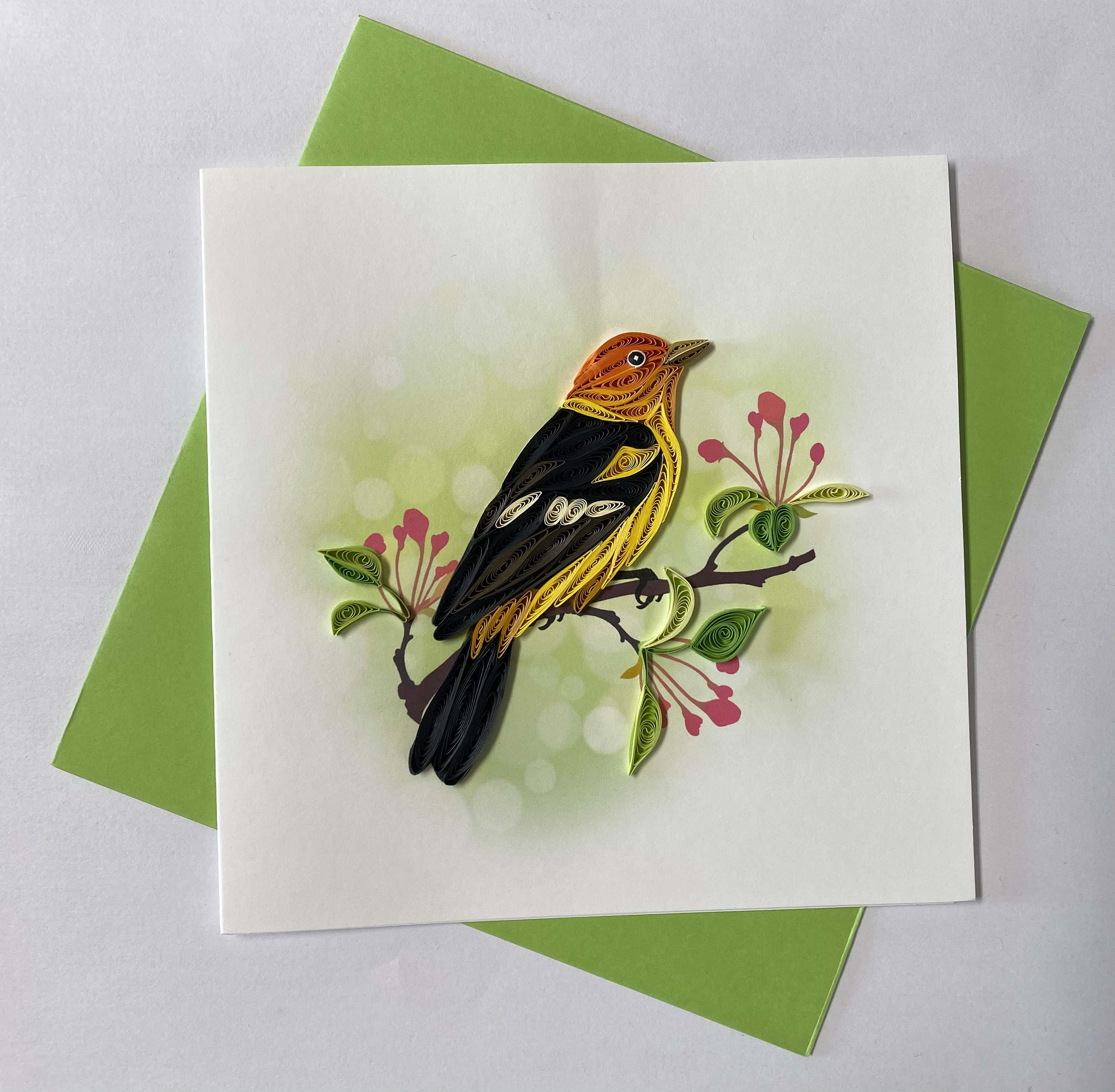 Tanager Bird Card, Quilling Greeting Card, Handmade Greeting Card ...