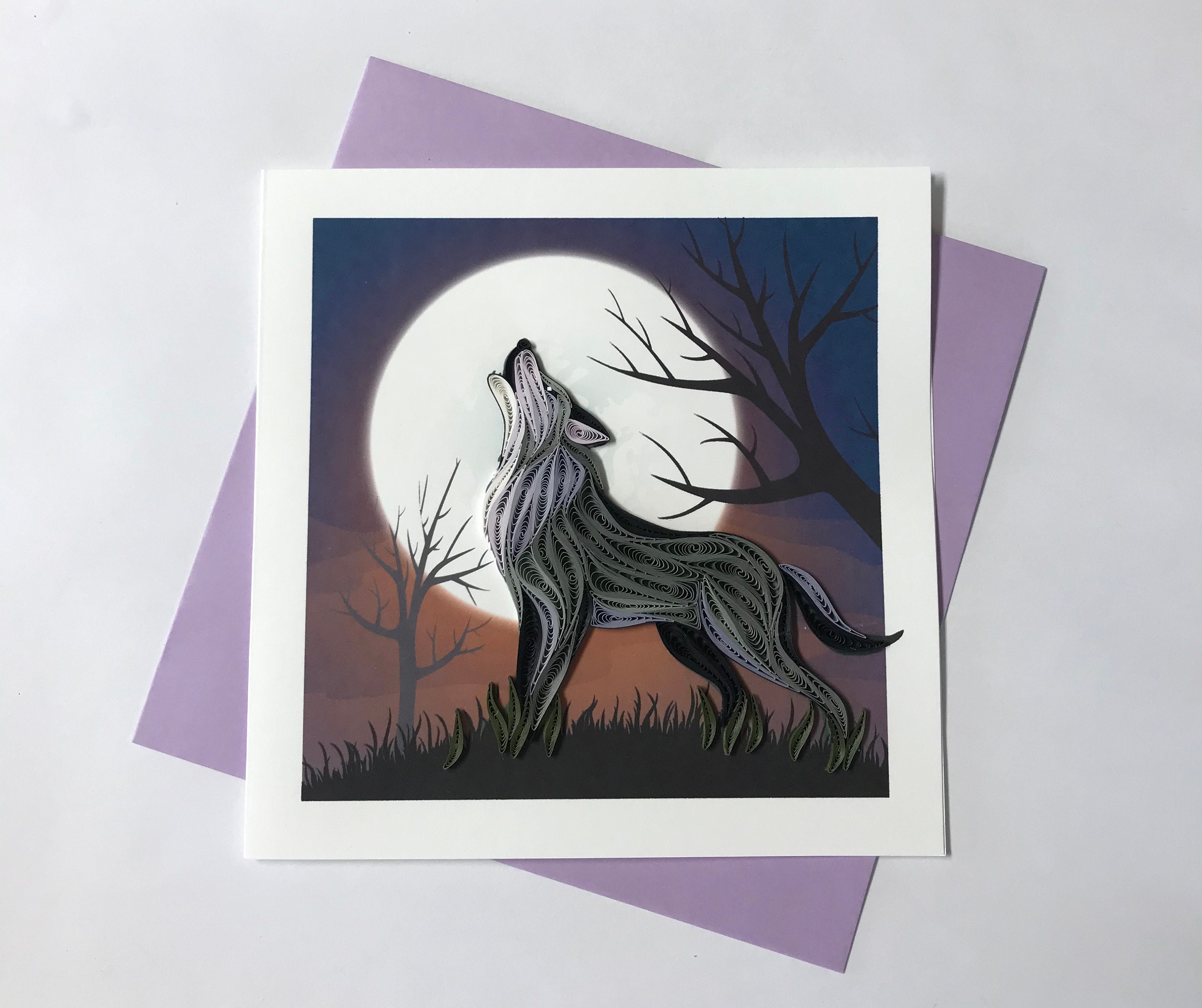 Wolf Quilling Greeting Card, Handmade Greeting Card, Quilling Cards ...