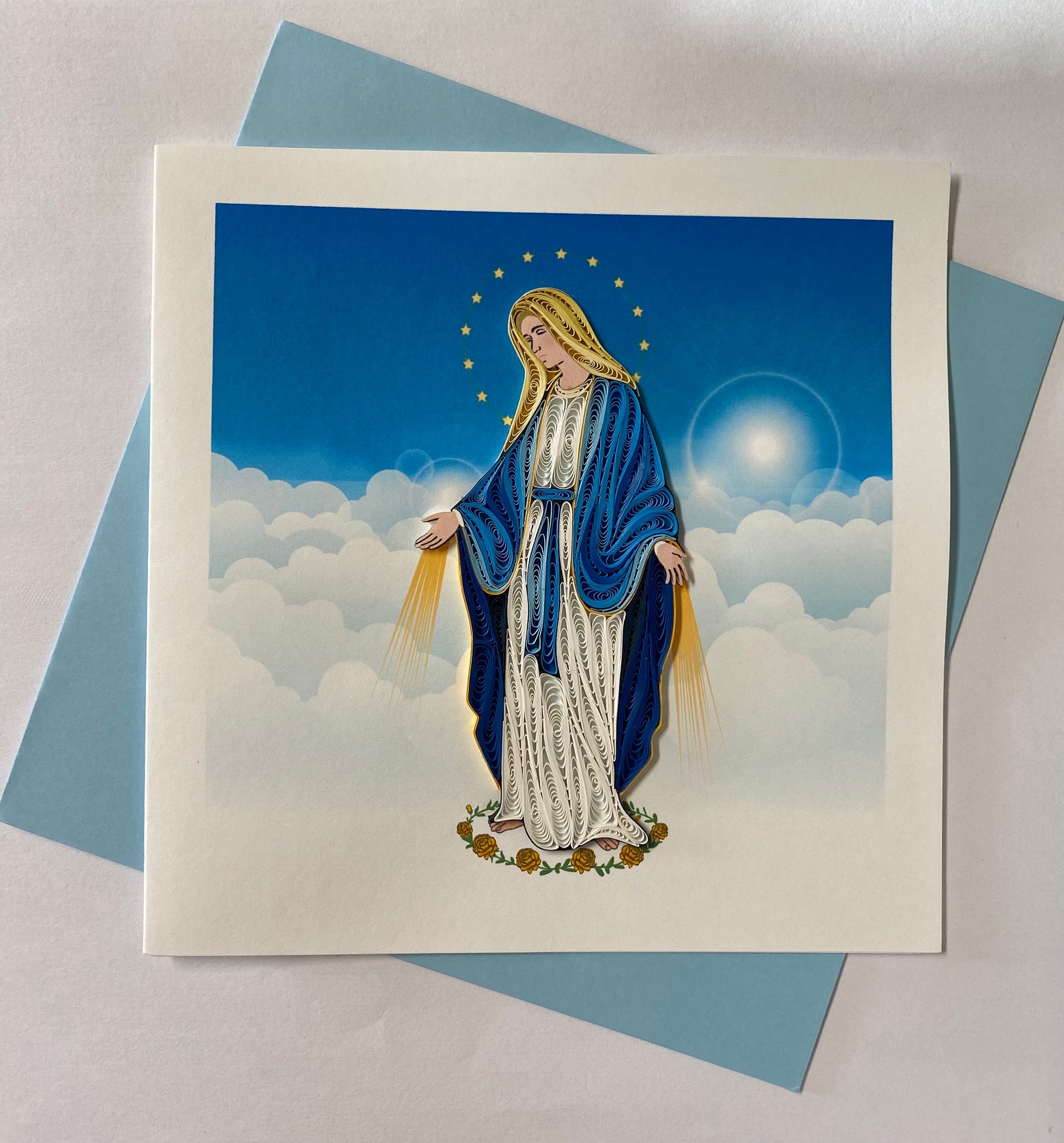 Mary Card, Quilling Greeting Card, Handmade Greeting Card, Quilling ...