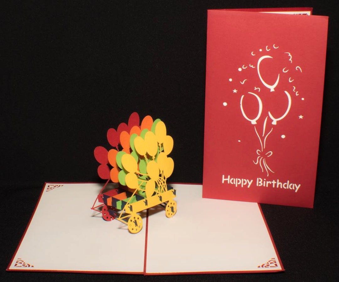 3-D Birthday Pop-up Card, Balloon Birthday Card, Pop-up Card, 3-d Card ...
