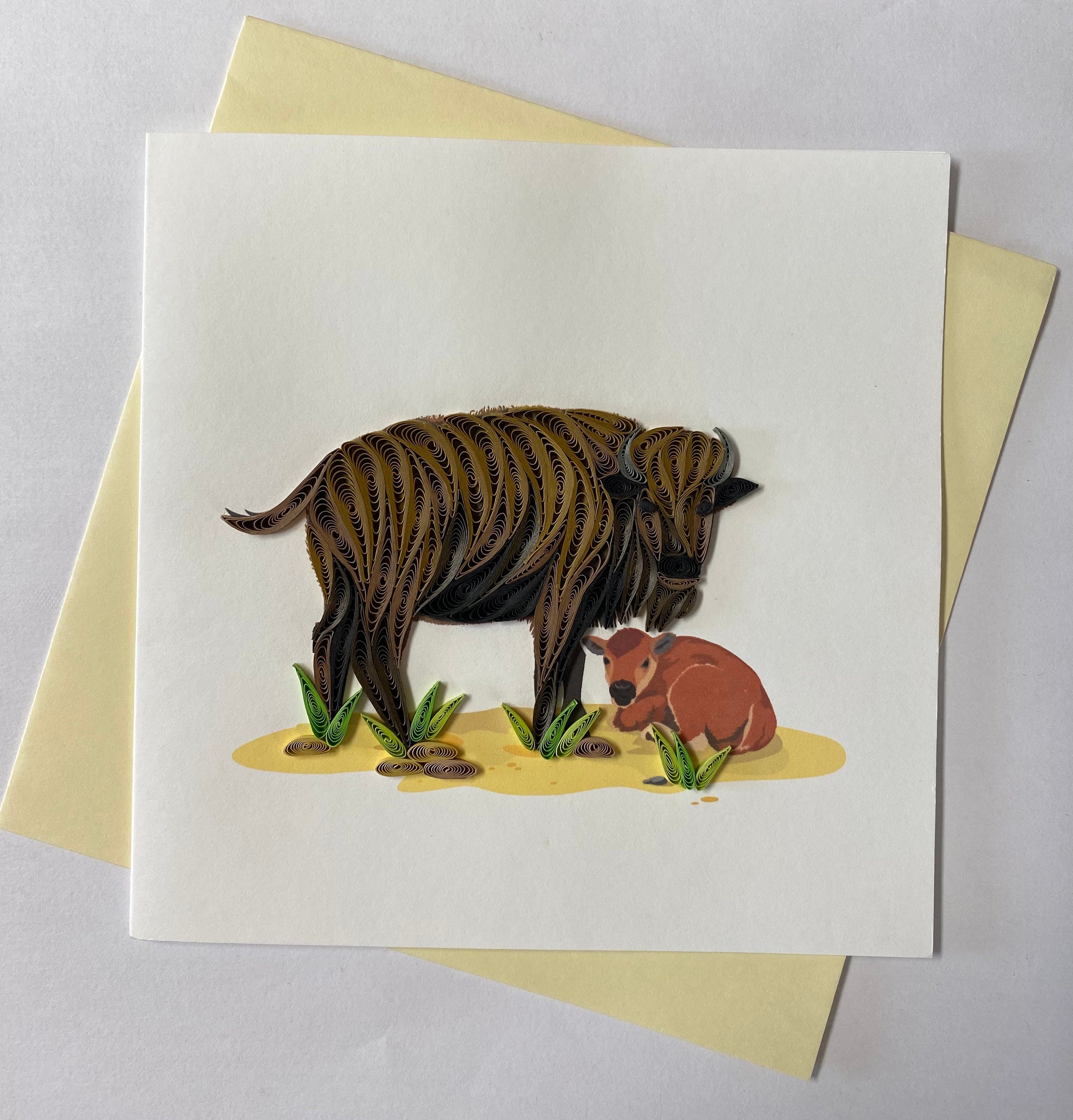 Bison Card, Quilling Greeting Card, Handmade Greeting Card, Quilling ...