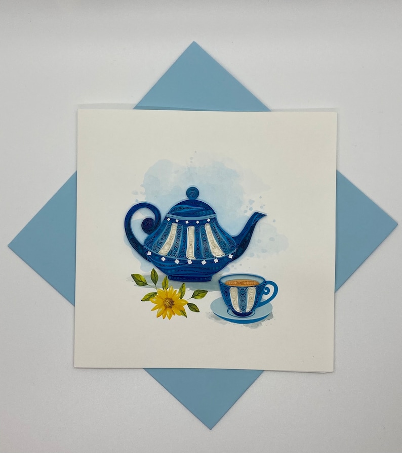 Tea Quilling Greeting Card, Handmade Greeting Card, Quilling Cards ...